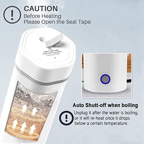 Travel Electric Kettle, Portable Electric Kettle for Boiling Water, Small Travel Tea Kettle Automatic Shut off, One Cup Hot Water Maker, 350ml-White