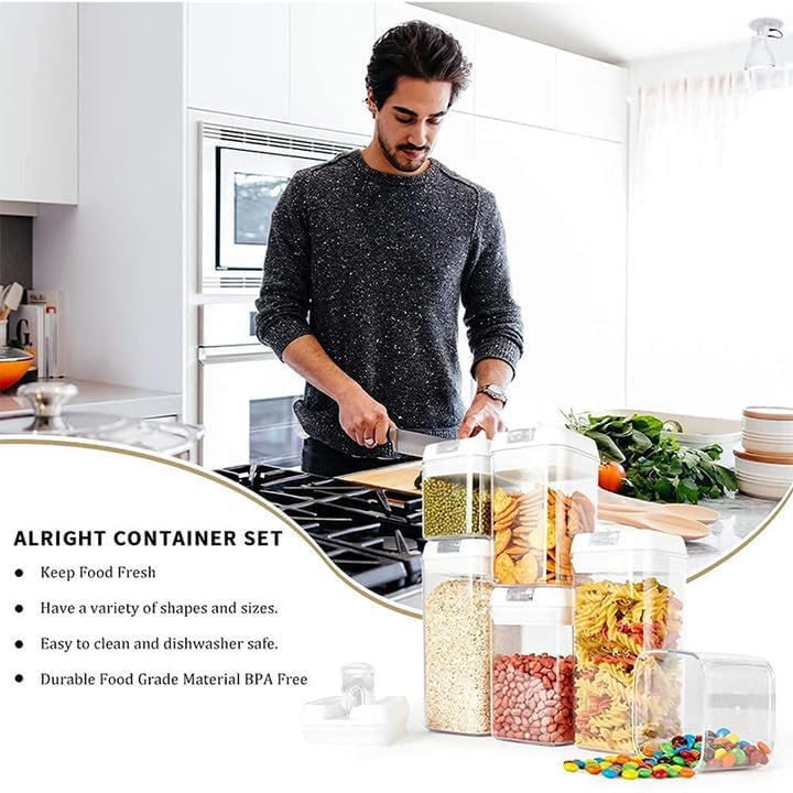 generic Airtight Food Storage Containers – 6 Piece set, Air Tight Pantry Storage Containers, Clear Kitchen Organization and Storage,Keeps your Food Fresh & Dry, 108353/6
