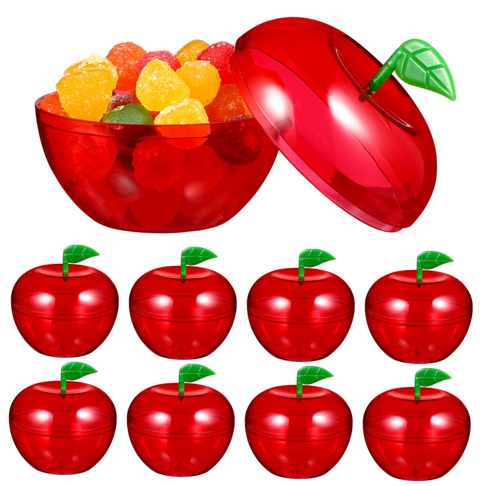 MAGICLULU 12 Pcs Fillable Red Apple Container Food Grade Plastic Apple Shape Christmas Container Chocolate Container for Xmas
