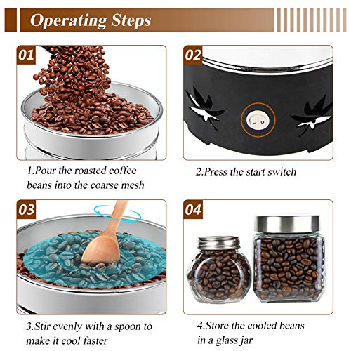 JIAWANSHUN 1.1lb Coffee Bean Cooler Electric Coffee Beans Cooling Machine No Chaff for Home Coffee Use (110V, black)