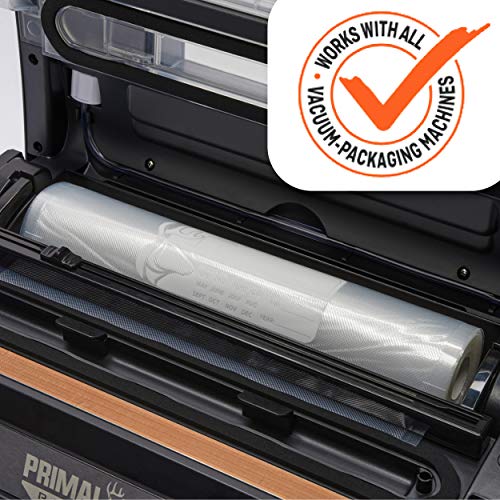 PrimalTek Vacuum Bag Roll Cutter Box - User Friendly for Food Saver – Microwave, Freezer and Boil Safe, BPA-Free, Compatible with Most Vacuum Seal Machines (8” x 50')