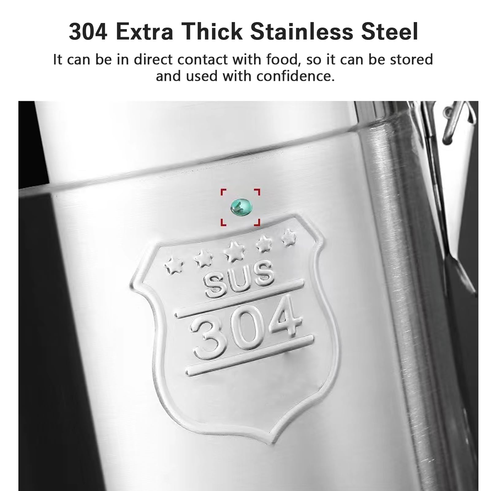 TRAGLO Stainless Steel Cereal Container with Lid and Handles Round Rice Bin Airtight Food Storage Bucket for Home Kitchen Counter 12L