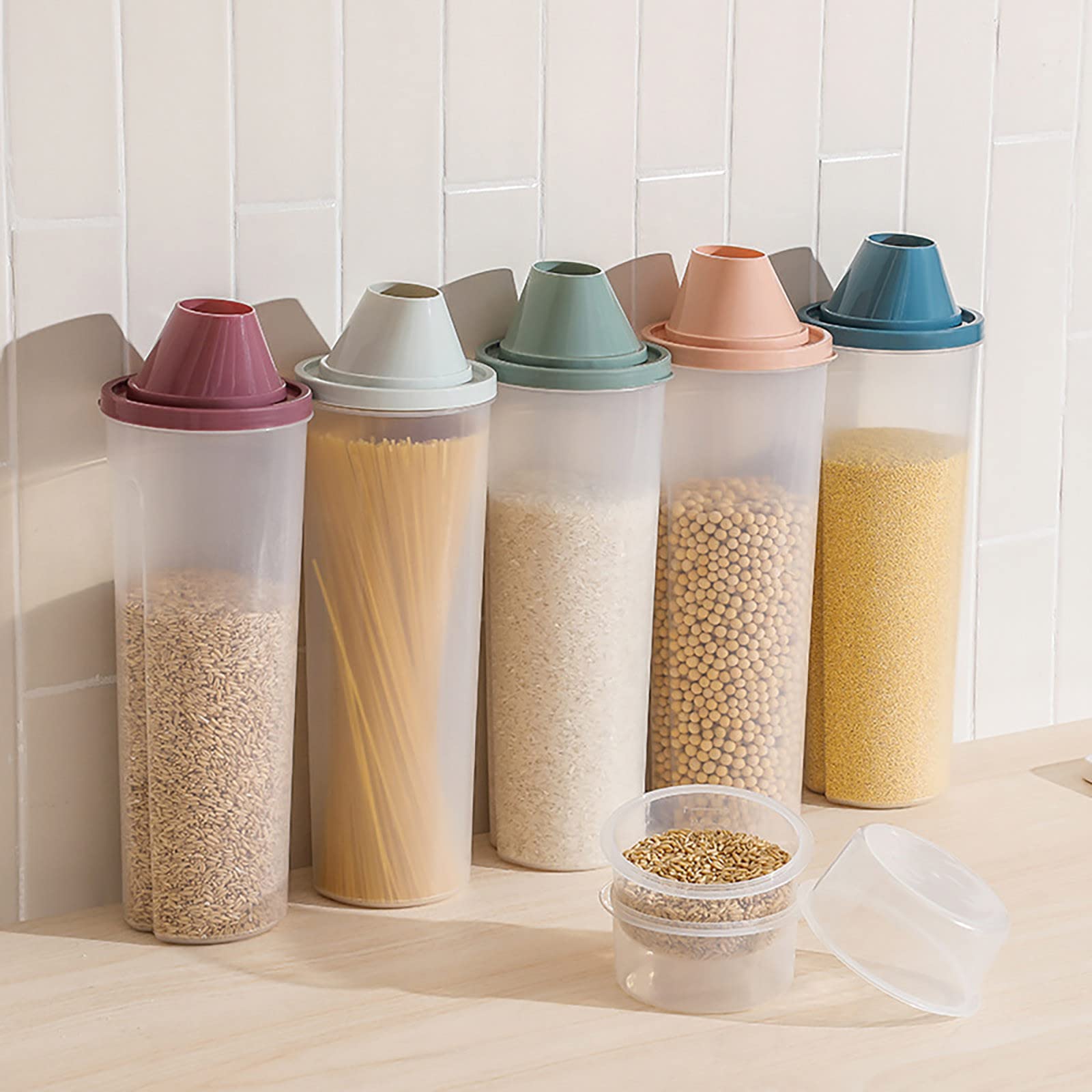BPA Free Food Storage Container with Lids and Pour Spout Large Airtight Storage for Kitchen and Pantry Organizer for Spaghetti Sugar Rice Cooker Pasta Cereal Spices Dry Goods Baking Supplies