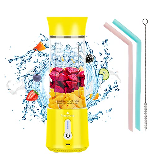 Portable Blender for Shakes and Smoothies, USB Rechargeable Vaeqozva Pro 17 Oz Bottle Large Capacity Waterproof Mini Blender, Personal Size Jucier for Travel, Home