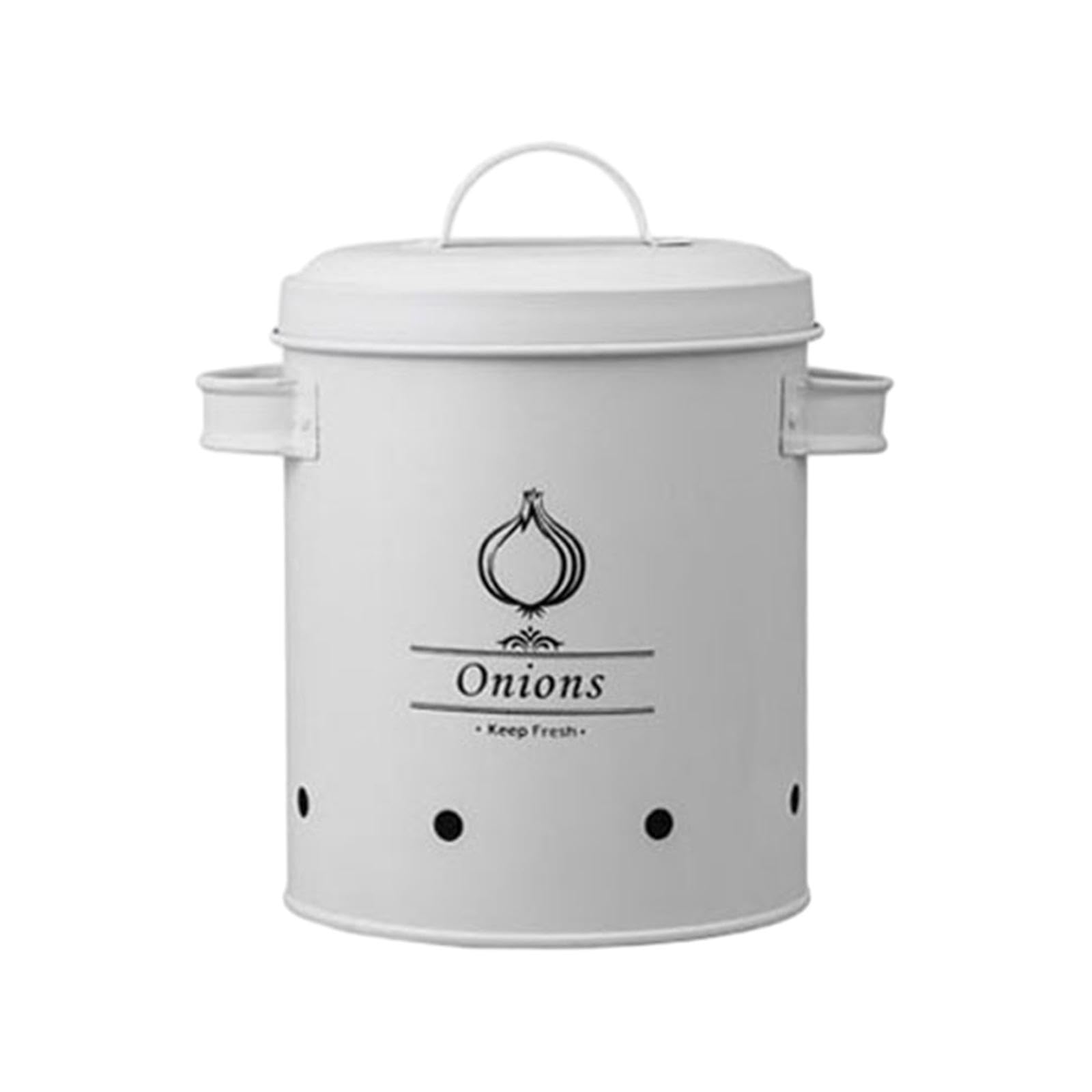 IEUDNS Kitchen Storage Canister Food Container with Lids Organizer Vintage Vegetables Storage Bin for Restaurant Countertop Pantry, white onions