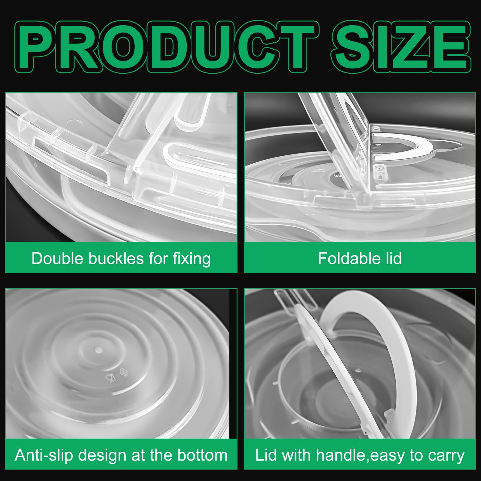 11.5 Inch Clear Pie Containers With Lids and Handle Round Pie Carrier Reusable 2 Compartments Pizza box Leftover Pizza Keeper for Food Cake Cheesecake Tortilla Pastry