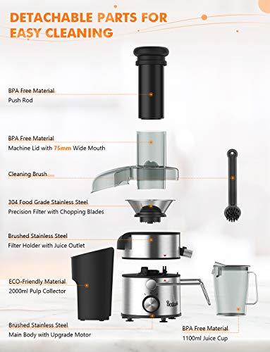 Juice Extractor, Bextcok Centrifugal Juicer Machines Ultra Fast Extract Various Fruit and Vegetable Electric Juice Extractor with 3" Large Feed Chute BPA Free Easy Clean for Orange Celery Carrot