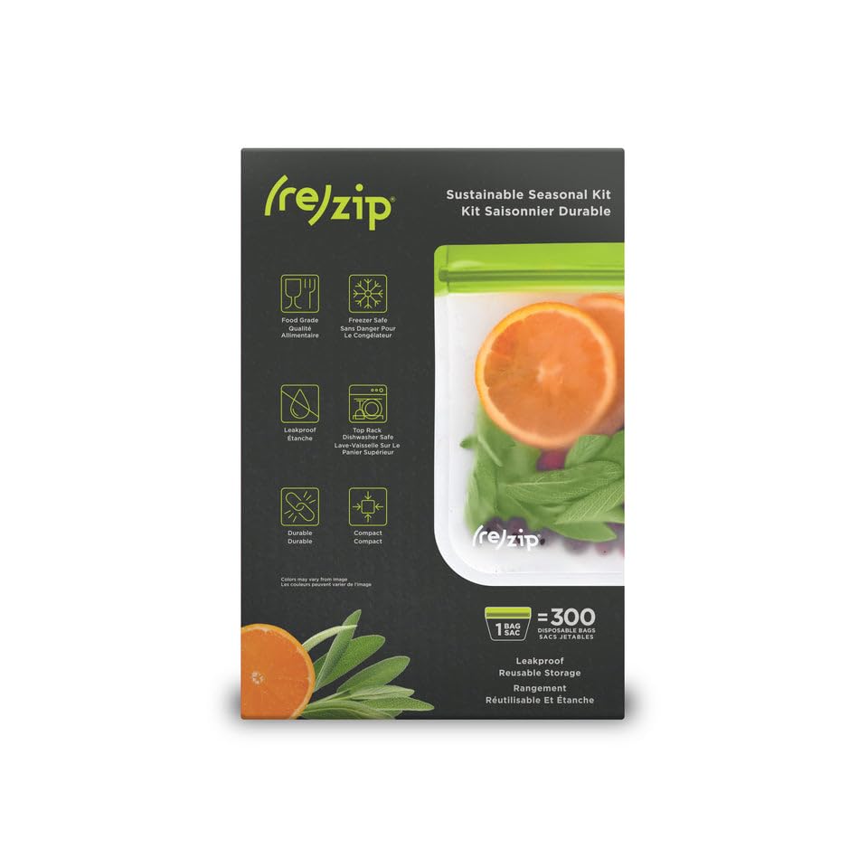 (re) zip 8-piece Reusable Food Storage Bags Gift Kit | BPA-Free, Food Grade, Leakproof, Freezer and Dishwasher Safe, Travel-Friendly | Various Bag Sizes