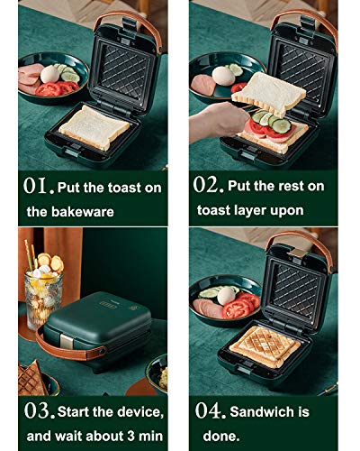 3-in-1 Sandwich Waffle Eggette Maker Portable Cooking Non-stick Coated Detachable Bakeware Plates Electric Panini Press Double-sided Heating Breakfast Toaster