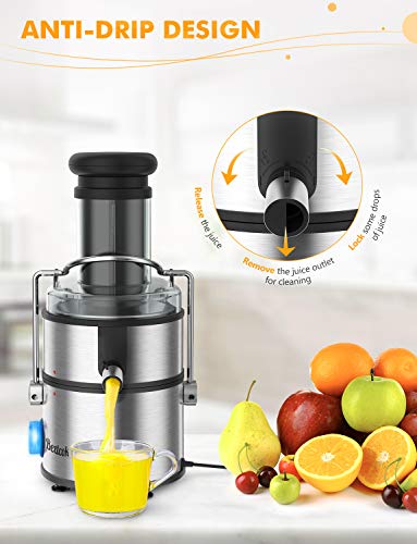 Juice Extractor, Bextcok Centrifugal Juicer Machines Ultra Fast Extract Various Fruit and Vegetable Electric Juice Extractor with 3" Large Feed Chute BPA Free Easy Clean for Orange Celery Carrot