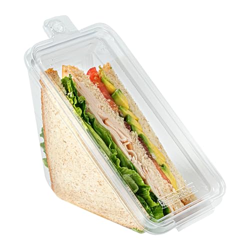 Restaurantware Tamper Tek 7.4 x 3.9 x 3.5 Inch Triangle Take Out Containers 100 Durable Sandwich To-Go Containers - Tamper-Evident Freezable Clear Plastic Sandwich Containers With Hinged Lids