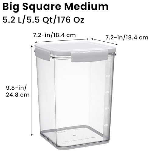 Large Airtight Pet Food Storage Containers with lids 5.2L /176oz,2 Pack Crystal Clear BPA Free Plastic Canisters for Dogs and Cats Storage Bin