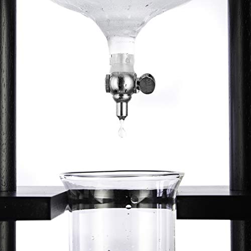Yama Glass Cold Brew Maker I Ice Coffee Machine With Slow Drip Technology I Makes 6-8 cups (32oz), Large Capacity Cold Brew Coffee Tower, Black