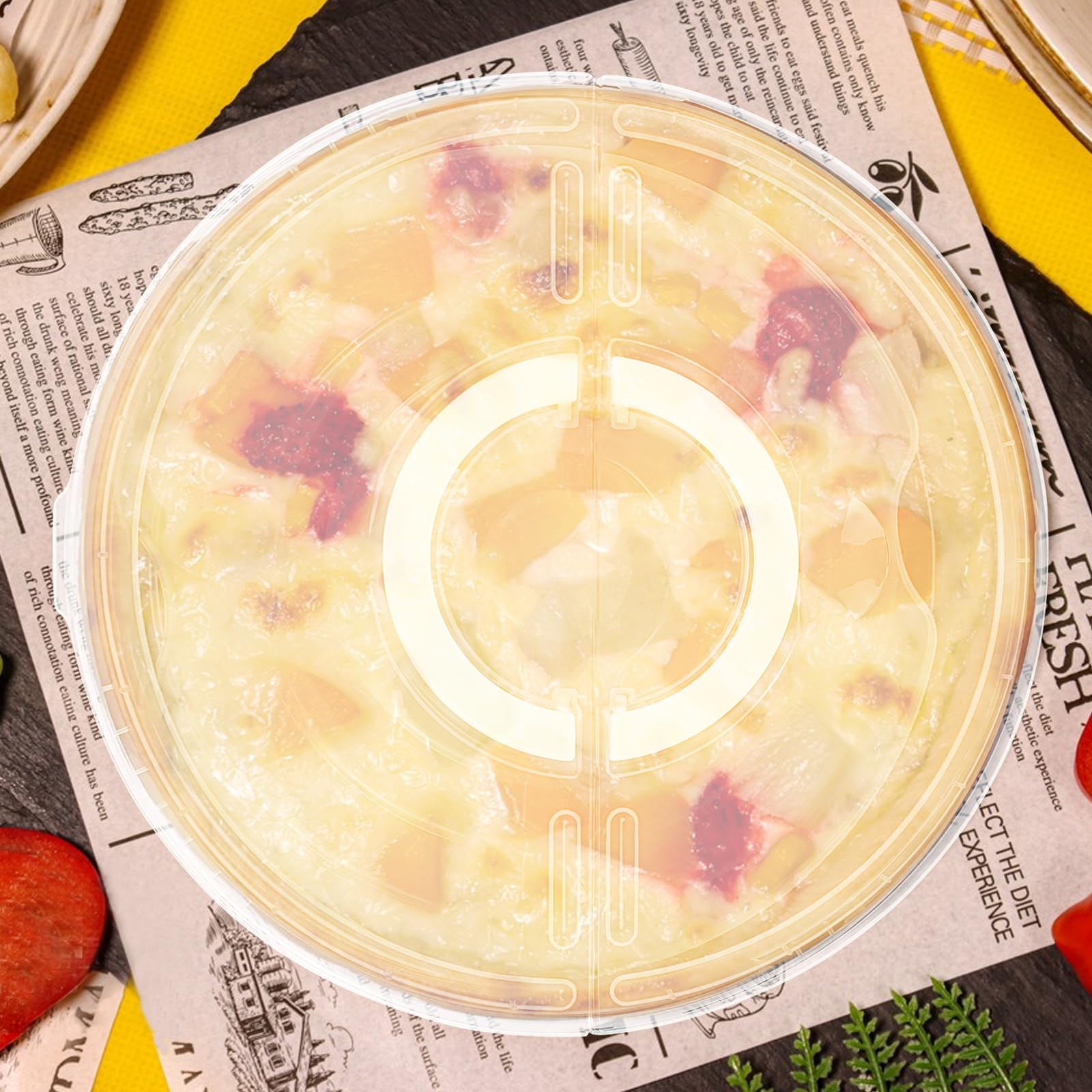 11.5 Inch Clear Pie Containers With Lids and Handle Round Pie Carrier Reusable 2 Compartments Pizza box Leftover Pizza Keeper for Food Cake Cheesecake Tortilla Pastry