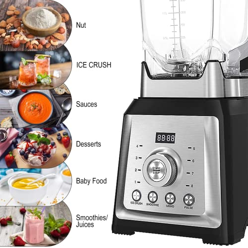 Blenders for Kitchen, Professional Countertop Blenders for Smoothies/Ice Shakes with 8 Adjustable Speeds 4 Preset Programs, 70Oz 1450W High Speed Commercial Blender, 30000RPM, BPA Free