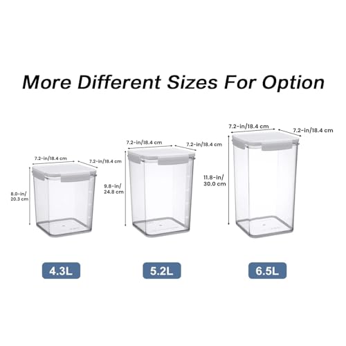 Large Airtight Pet Food Storage Containers with lids 5.2L /176oz,2 Pack Crystal Clear BPA Free Plastic Canisters for Dogs and Cats Storage Bin