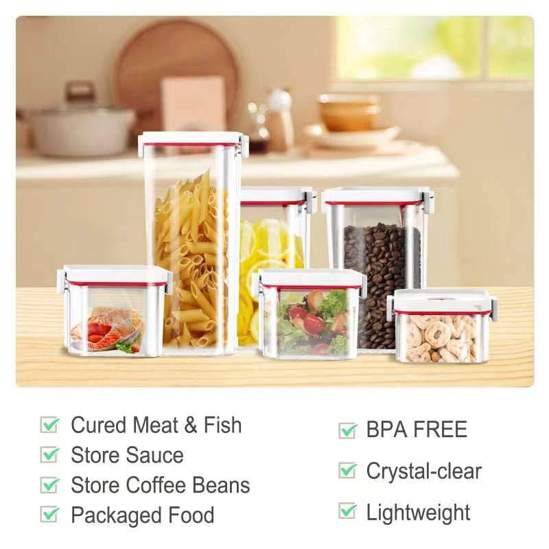 CrazyQueen Food Storage Containers with Lids, Vacuum Seal Containers for Food Storage, 5PCS Containers with 9PCS Vacuum Storage Bags & 2PCS Wine Stoppers for Cereal Bread Rice Kitchen Pantry