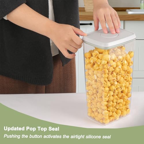 Kahyeets Pop Food Storage Containers with Lids Airtight Spaghetti Container with Labels Pasta Organizer for Kitchen Pantry Cereal Snack Flour Sugar Coffee (12pcs)