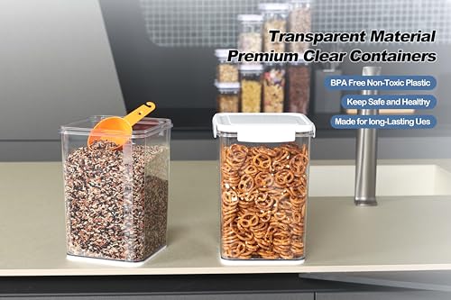 Large Airtight Pet Food Storage Containers with lids 5.2L /176oz,2 Pack Crystal Clear BPA Free Plastic Canisters for Dogs and Cats Storage Bin