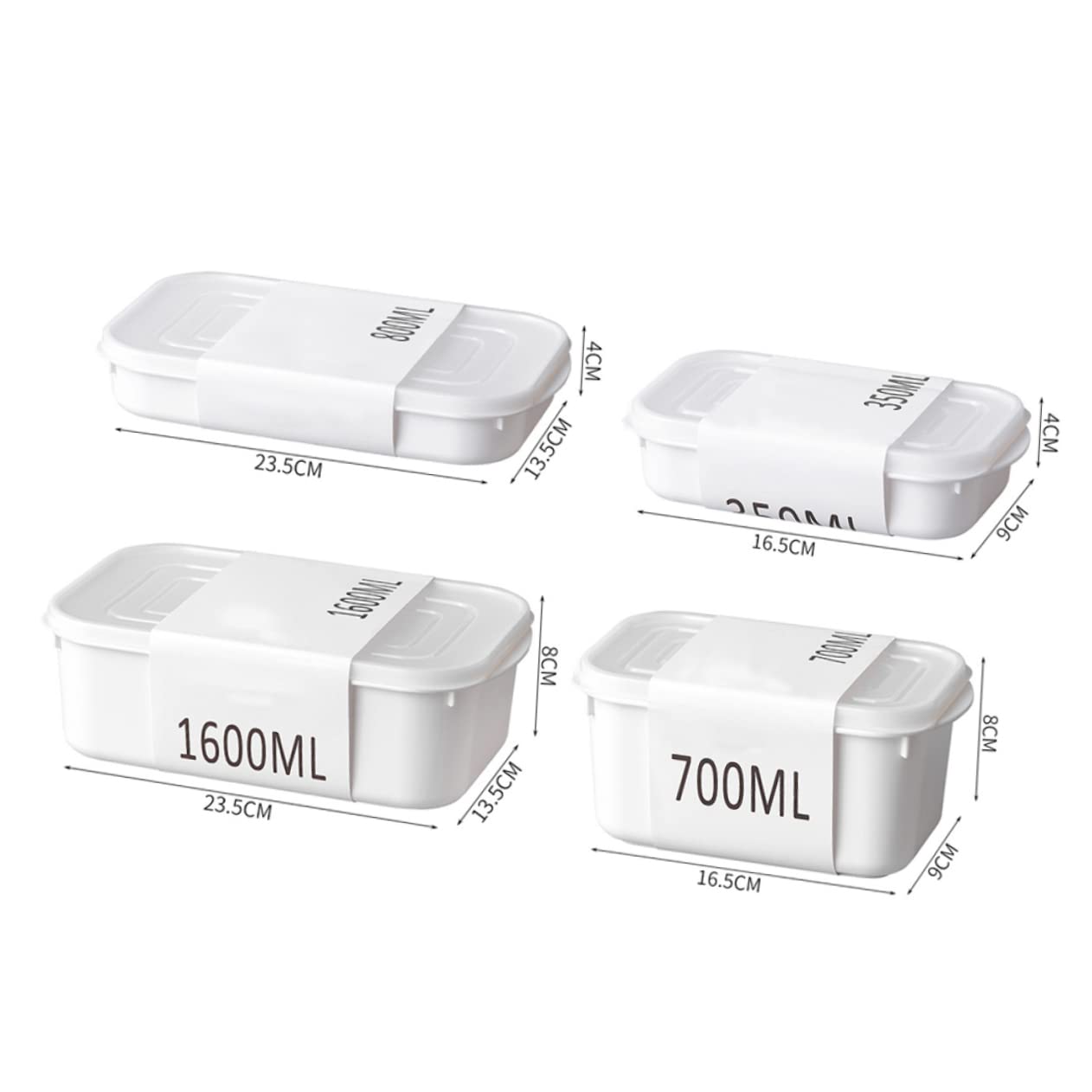 VOSAREA White Storage Bin 8 Pcs Food Storage Box Fridge Storage Containers Refrigerator Storage Bins Kitchen Storage Containers Food Prep Containers