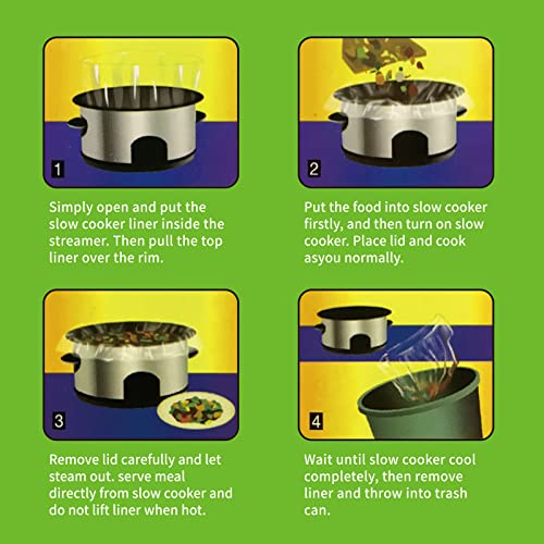 20 Count Disposable Slow Cooker Liners and Cooking Bags | Extra Large Size Fits 6 - 10QT Pot, 14"x 22" | Suitable for Oval & Round Pot, BPA Free (1 Pack)
