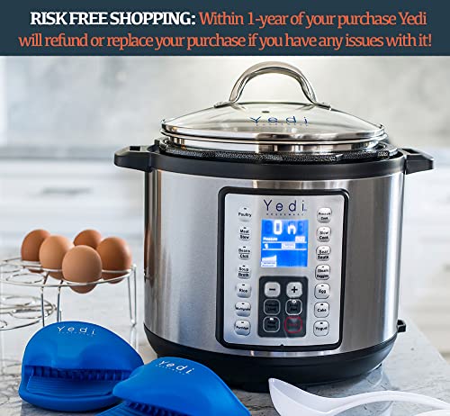 Yedi 9-in-1 Total Package Instant Programmable Pressure Cooker, 6 Quart, Deluxe Accessory kit, Recipes, Pressure Cook, Slow Cook, Rice Cooker, Yogurt Maker, Egg Cook, Sauté, Steamer, Stainless Steel