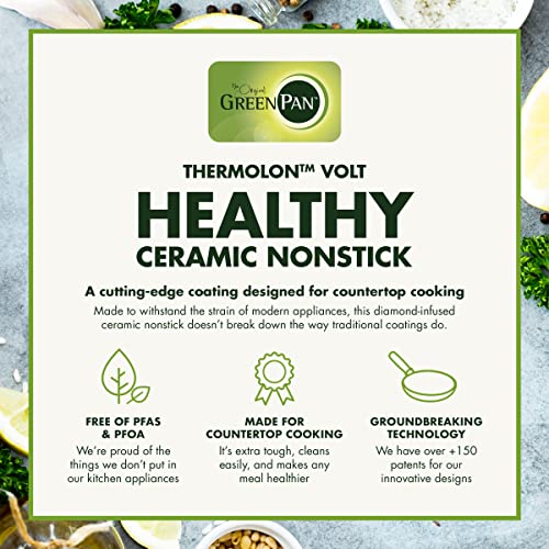 GreenPan Healthy Ceramic Nonstick, Extra Large 20" Electric Griddle for Pancakes Eggs Burgers and More, Stay Cool Handles, Removable Drip Tray, Adjustable Temperature Control, PFAS-Free, Black