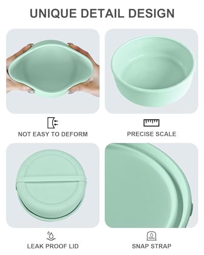 DGitaor Silicone Food Storage Containers Bowl, Set of 3 Reusable Silicone Bento Lunch Box Containers with Lids (17oz, 25oz, 42oz) Dishwasher, Microwave and Freezer Safe Mint Green