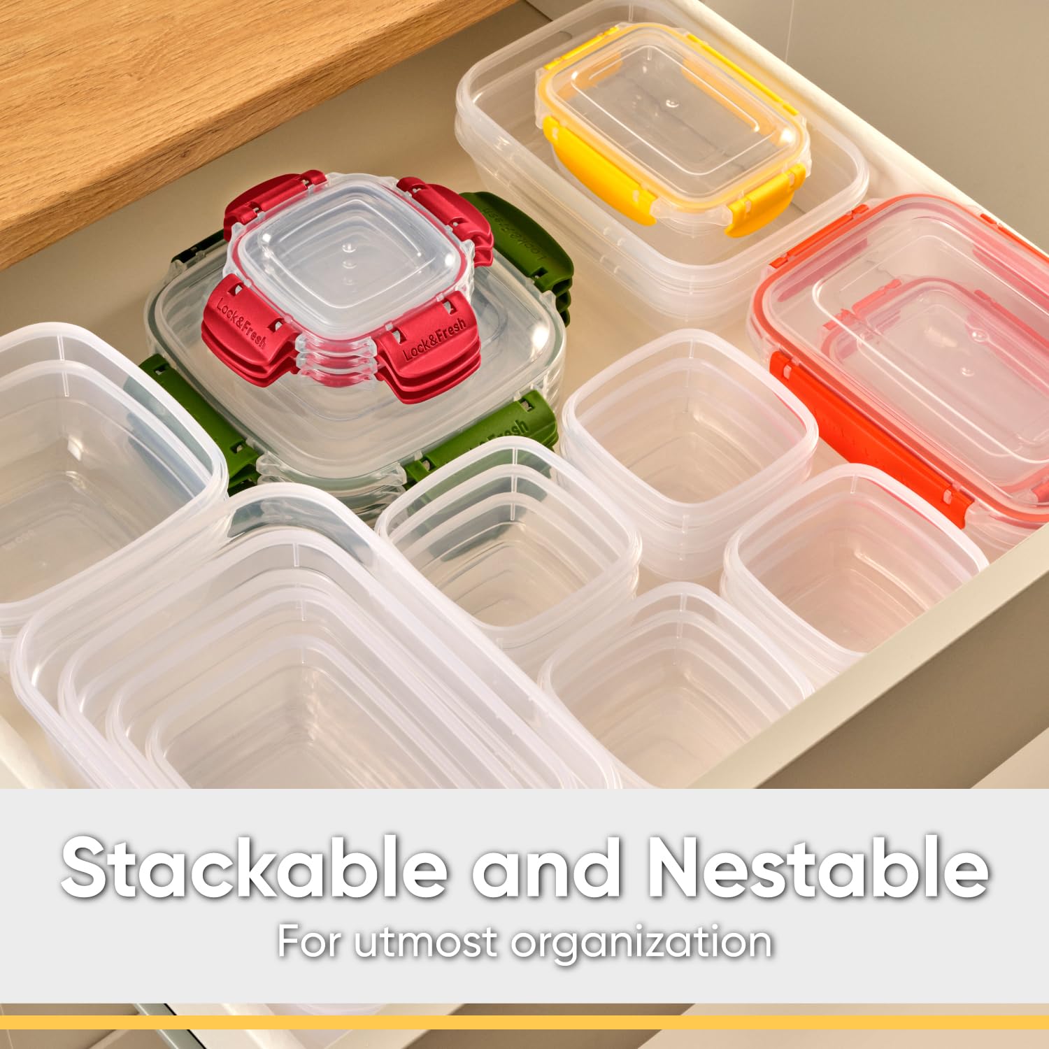 Superio Pack of 6 Plastic Food Storage Containers with Airtight Lids - 16 Oz, BPA Free, Leakproof, Stackable Sealed Containers for Organizing,- Microwave, Dishwasher and Freezer Safe, Yellow