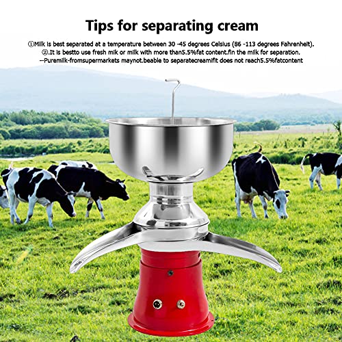 Carivia Milk Cream Centrifugal Separator,100L/H 25Gal/H Electric Fresh Milk Cream Separator Stainless Steel 110V Centrifuge Cheese Makers Separator For Goats Cows