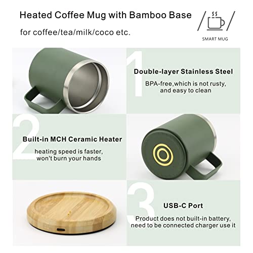 Coffee Mug Warmer Set, 12 Oz Stainless Steel for Coffee Cup,Home, Office Warms Coffee, Tea, Cocoa, and Milk(Up to 150℉/65 for Valentines Day Cups,Coffee Gifts,Office Gifts