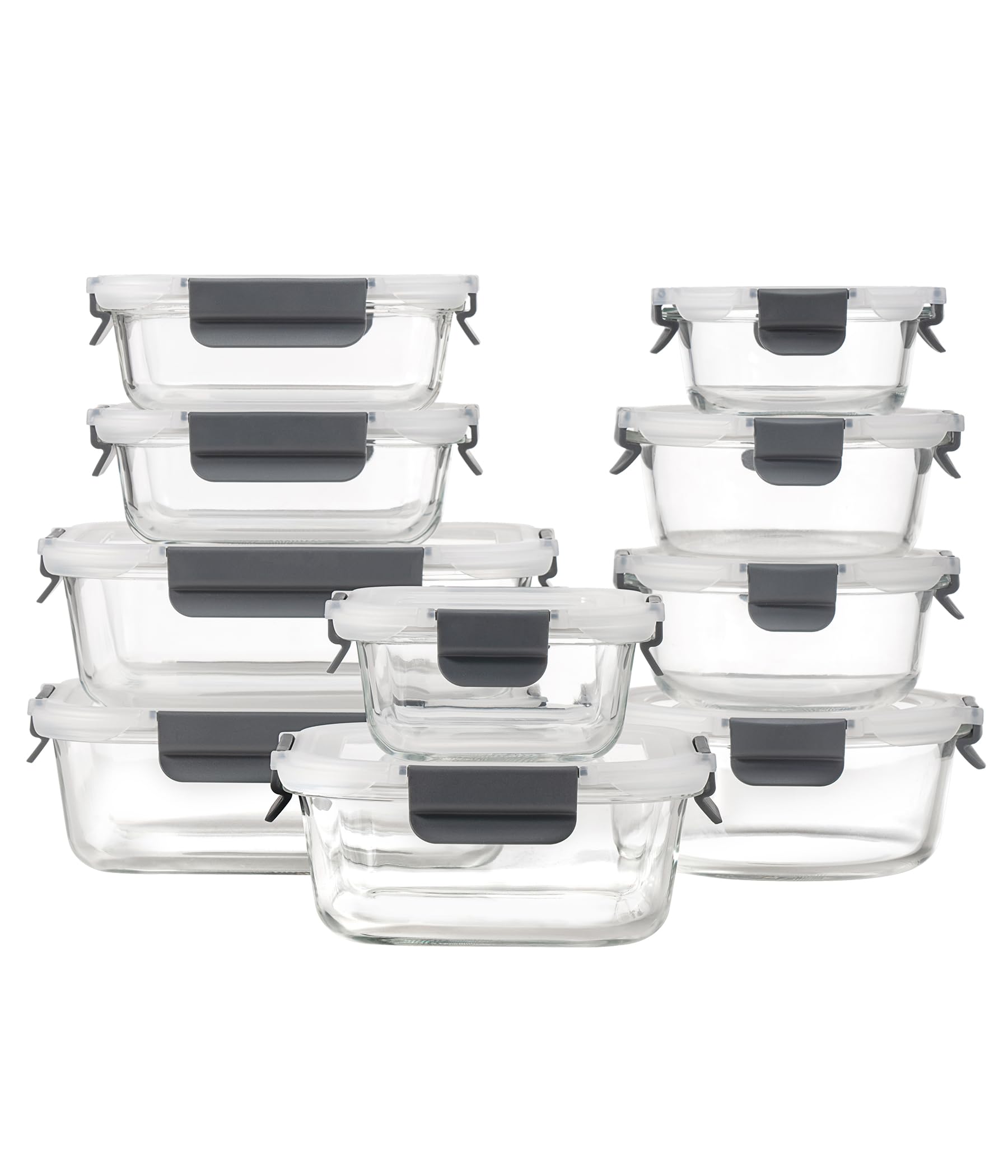 GC GENICOOK [10-Pack] Glass Meal Prep Containers with Lids, Food Storage Containers with Snap Locking Lids, Airtight Lunch Containers, Microwave, Oven, Freezer and Dishwasher