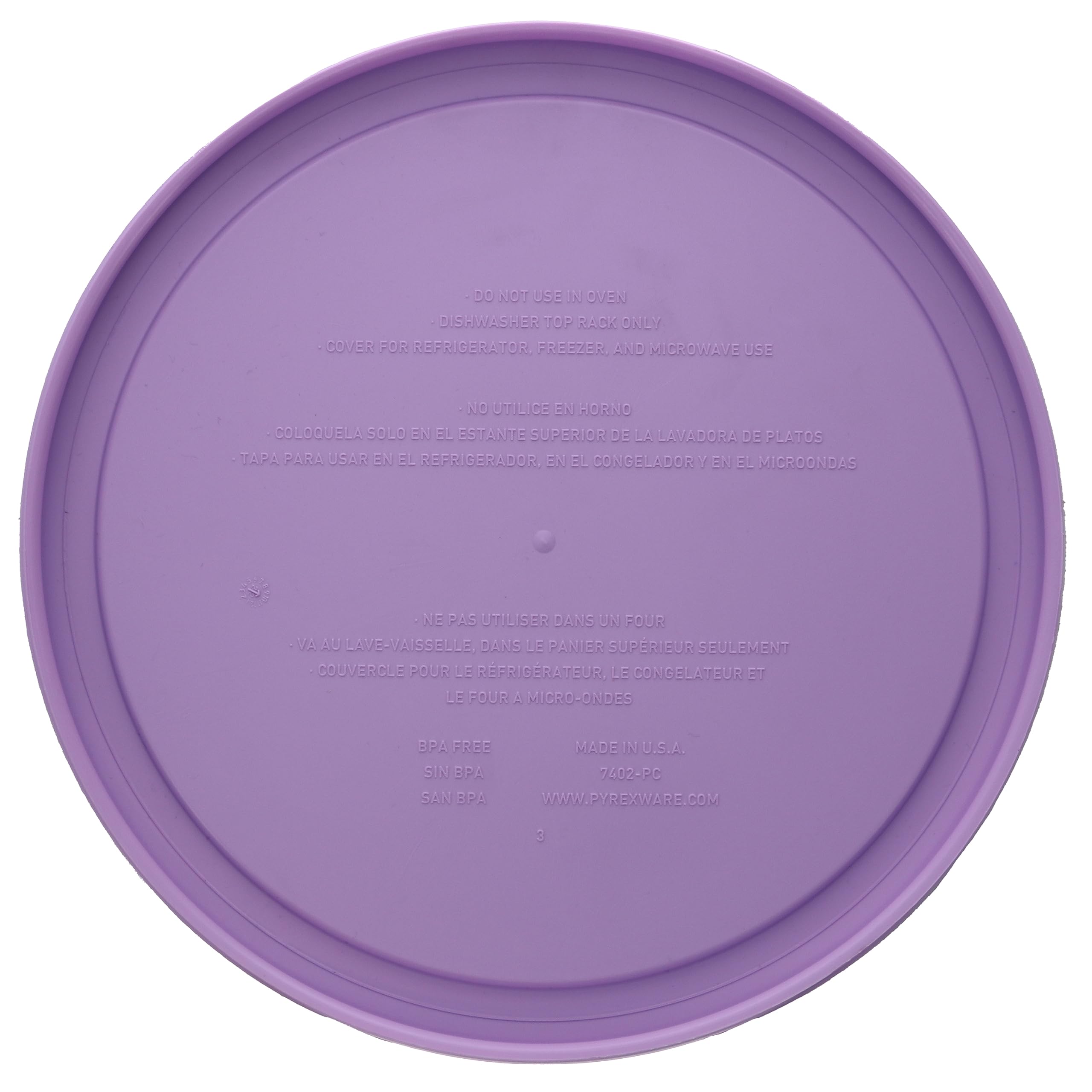 Pyrex 7402-PC 6/7-Cup Lavender Purple Food Storage Lids - 4-Pack Made in the USA