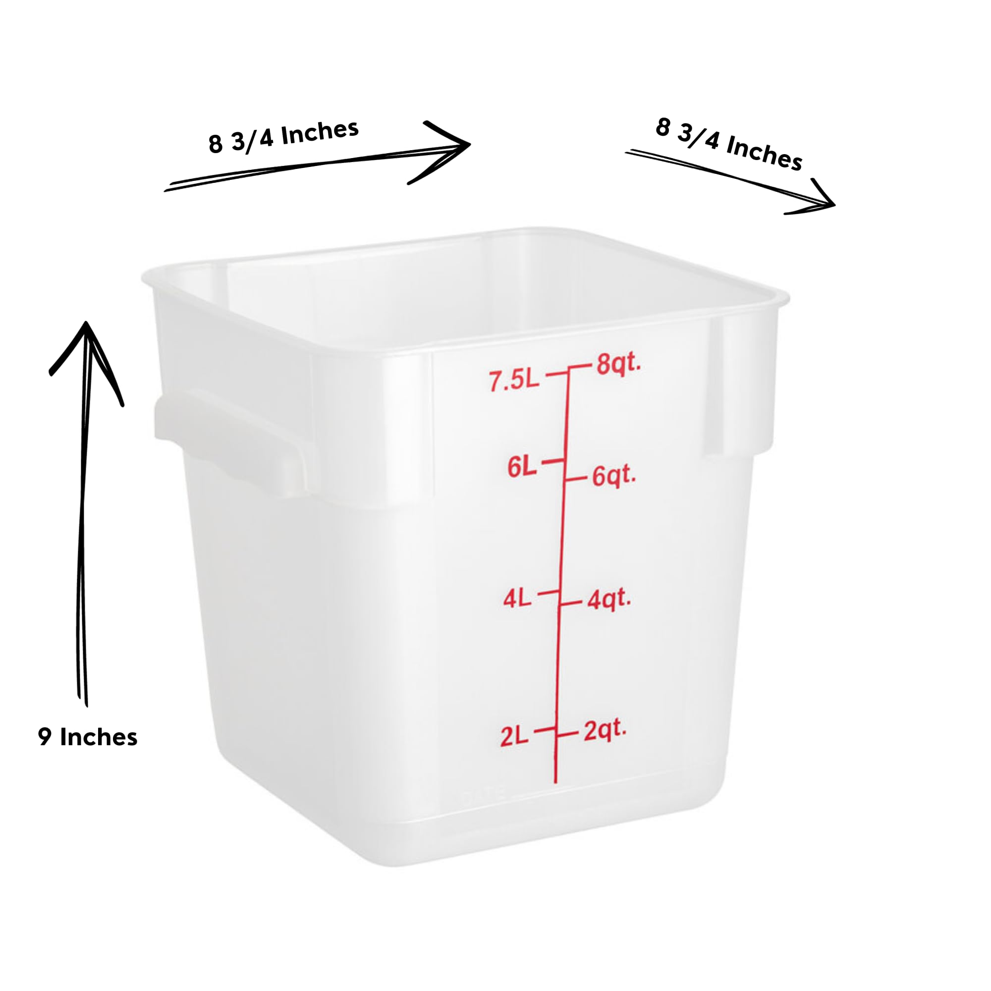uVeans COMBO PACK Square Sous Vide Containers With Lids - 8 Quart Restaurant Supplies Food Containers - 4 Containers and 4 Lids Food Service