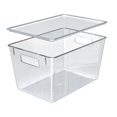 YAN & HIN 10pcs/ Set Clear Large Storage Bins with Lids, Versatile Pantry Storage Solution - Transparent, Stackable, and Durable for Organized Home and Office (11 "L x 7.5" W x 6 "H)