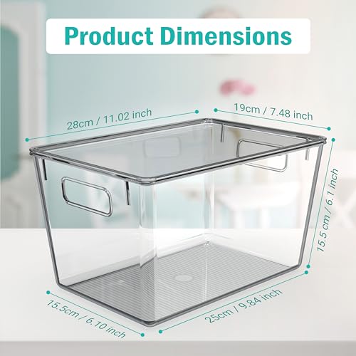 YAN & HIN 10pcs/ Set Clear Large Storage Bins with Lids, Versatile Pantry Storage Solution - Transparent, Stackable, and Durable for Organized Home and Office (11 "L x 7.5" W x 6 "H)