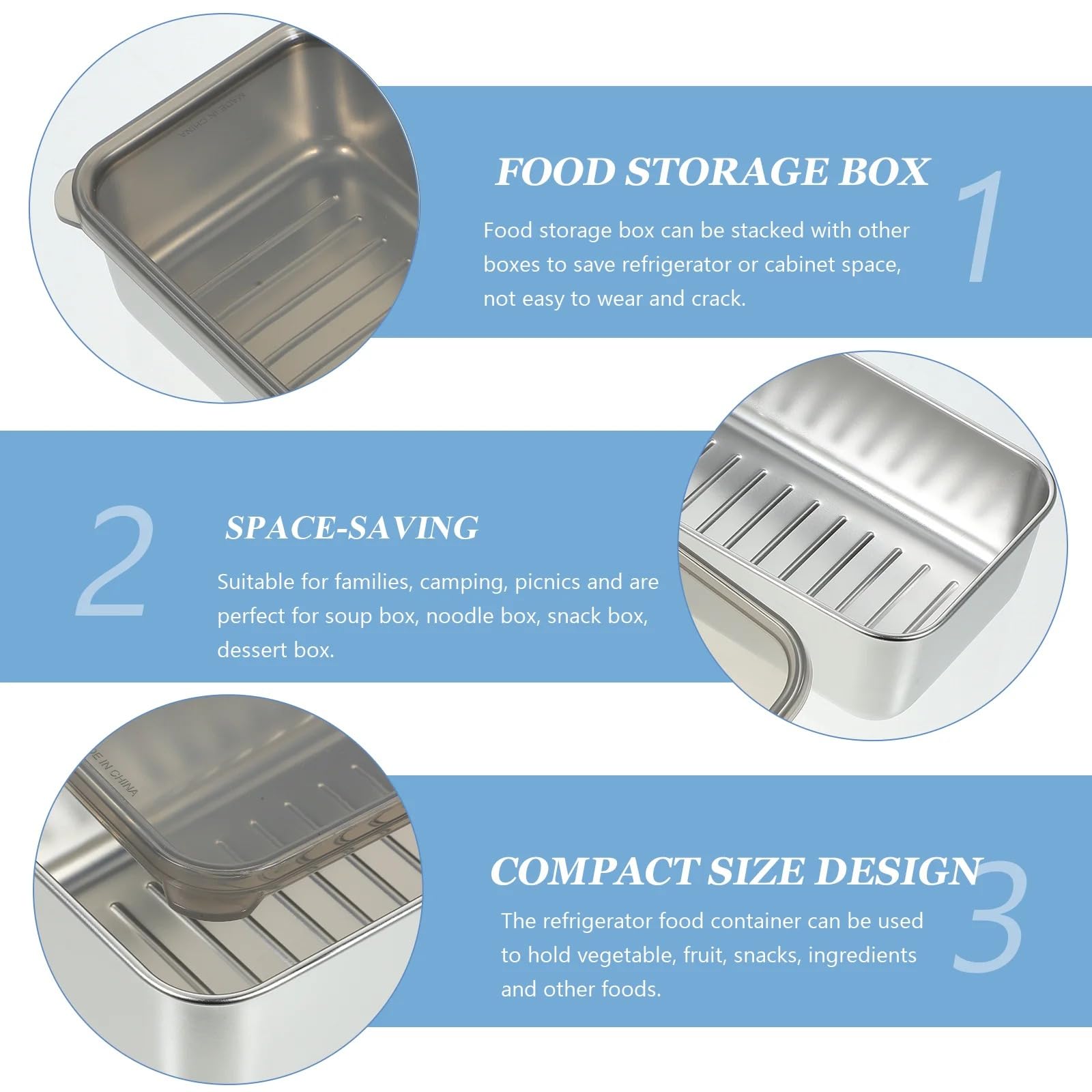 ninesung Bacon Container for Refrigerator | 2 Pack | Bacon Keeper | 304 Stainless Steel | Airtight Deli | Meat Storage Containers | Fridge Organizer Bins | Kitchen Food Storage Containers with Lids