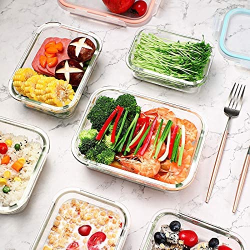 GC GENICOOK [10-Pack] Glass Meal Prep Containers with Lids, Food Storage Containers with Snap Locking Lids, Airtight Lunch Containers, Microwave, Oven, Freezer and Dishwasher