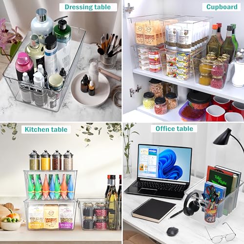 YAN & HIN 10pcs/ Set Clear Large Storage Bins with Lids, Versatile Pantry Storage Solution - Transparent, Stackable, and Durable for Organized Home and Office (11 "L x 7.5" W x 6 "H)