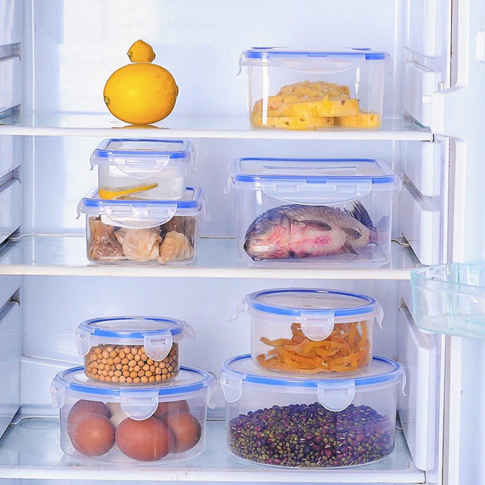 ulafbwur Food Storage Containers with Lids, Salad Dressing and Condiment Containers, Storage Box for High Low Temperature Resistance, Kitchen Refrigerator Microwave Safe Plastic Storage Seal Boxes S