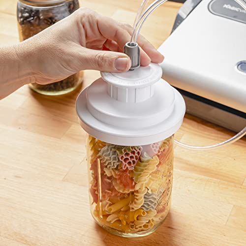 Jar Sealer Hood for Vacuum Sealing Wide-Mouth Mason Jar Food Storage 2 Pack with One Accessory Hose by Magic Vac, Keep Food Fresh BPA Free, MADE IN ITALY