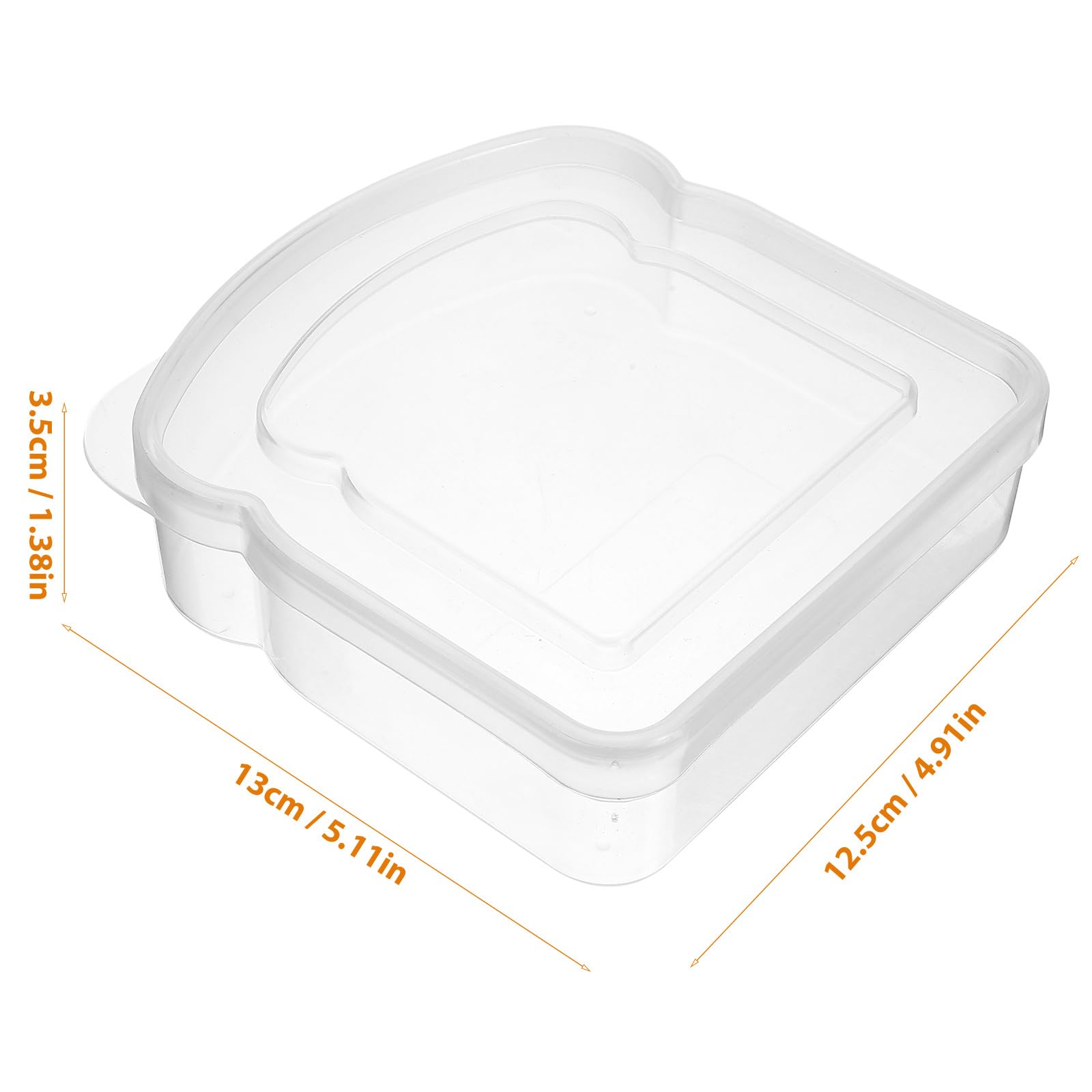 WRITWAA 5PCS Clear Sandwich Container Set, Toast Shape Meal Prep Storage Box with Lids, Ideal for Lunch Boxes & Snack Organization