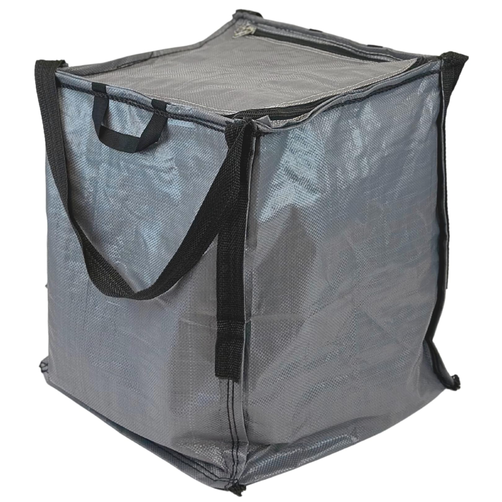 DURASACK Heavy Duty Storage Tote Bag with Zipper Top 22-Gallon Rugged Woven Polypropylene Moving Bag, Reusable Self-Standing Design, Holds up to 500 Pounds, Single, Gray