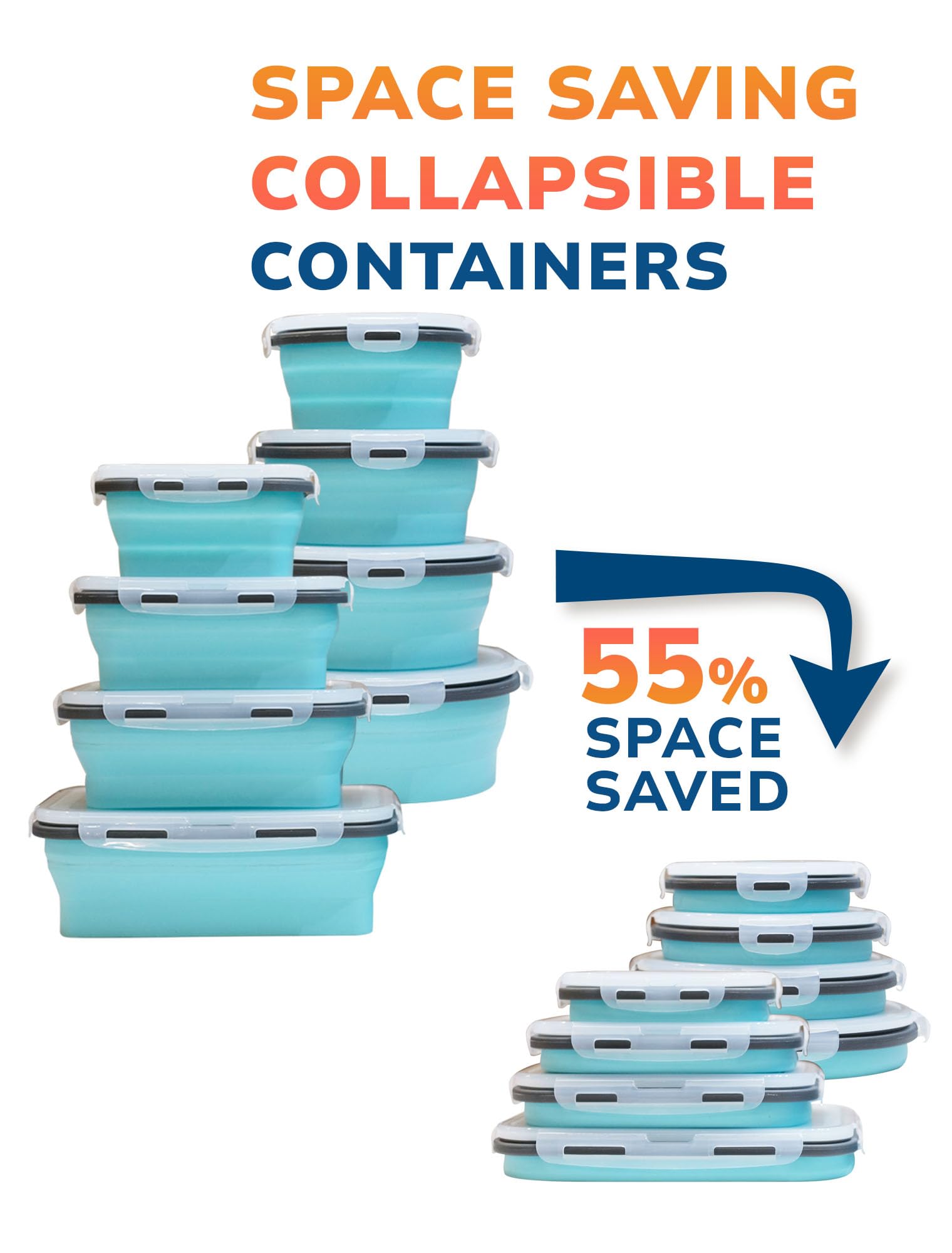 Lunememo 8 Pack Collapsible Silicone Food Storage Containers with Lids, Freezer & Dishwasher Safe, Foldable Lunch Box for Camper, Leftovers, Snacks, Meals