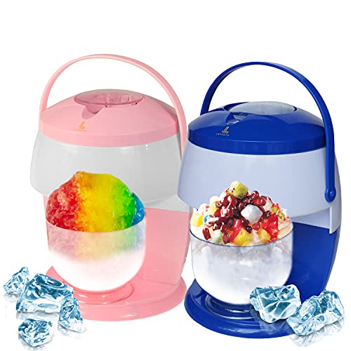 Letusto Shaved Ice Maker - Slushie Machine Use Normal Refrigerator Ice Cubes, with Stainless Steel Blades for Snow Cone, Cocktails and Snow Flakes, Bingsu Ice Shaver (Pink)