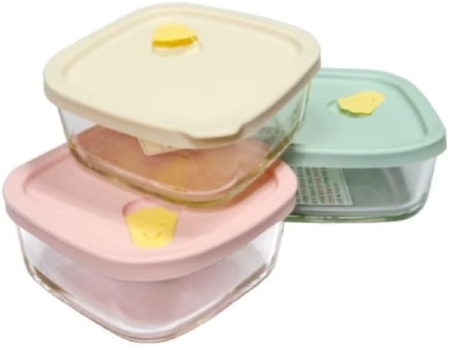 LOCK & LOCK Pastel Oven GLass Cooked Rice Storage Container for Freezer Set of 3