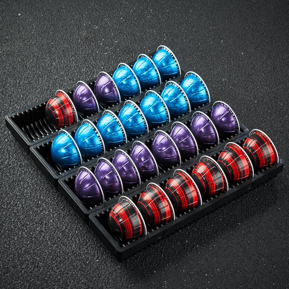 MAULEHUA Coffee Pod Drawer Organizer for Nespresso Vertuo Capsule,Coffee Capsule Storage Tray,Magnetic Connect Black-4Pack