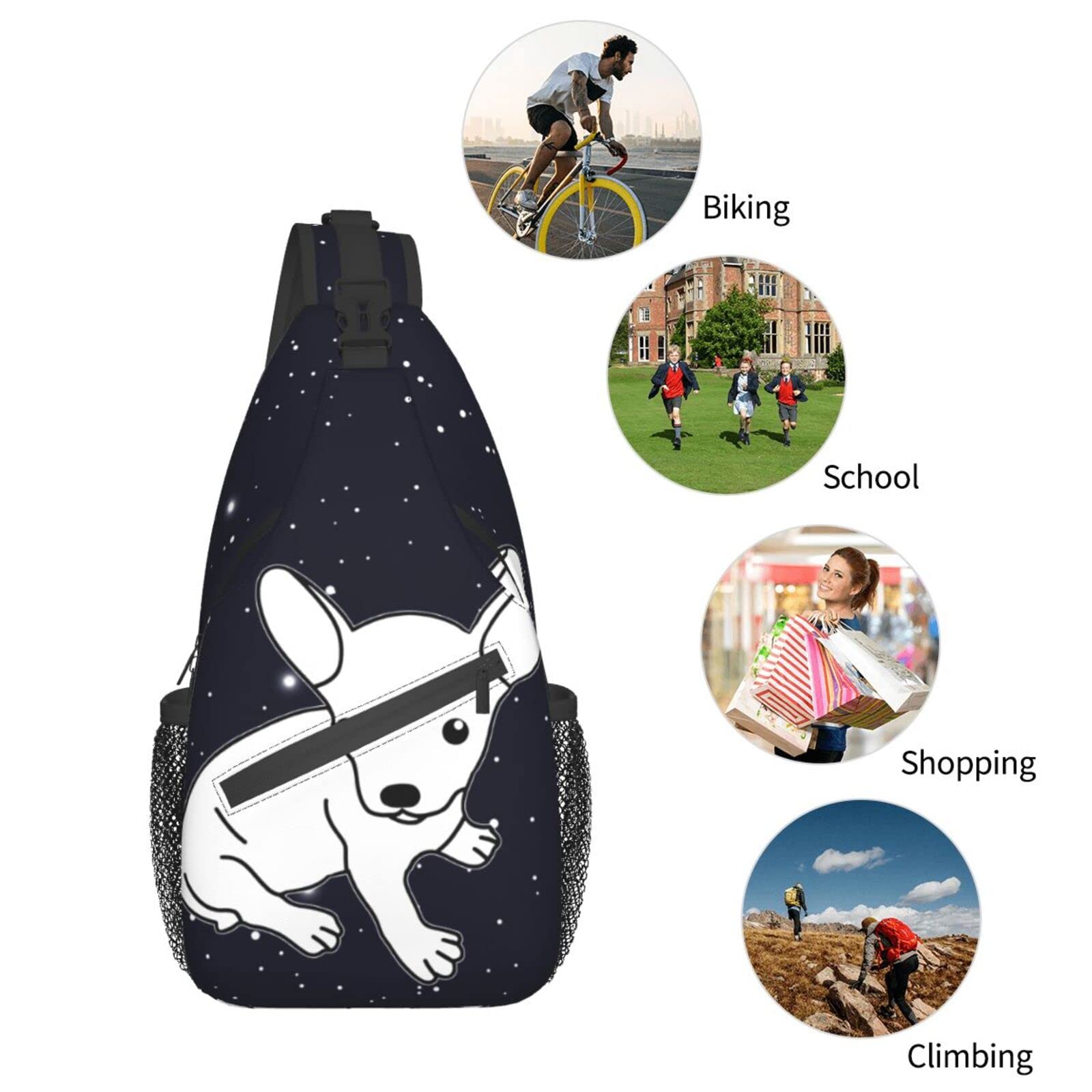 Chihuahua Puppy Chest Bag Shoulder Bag, Funny Animals Sling Backpack Casual Travel Bag for Men and Women