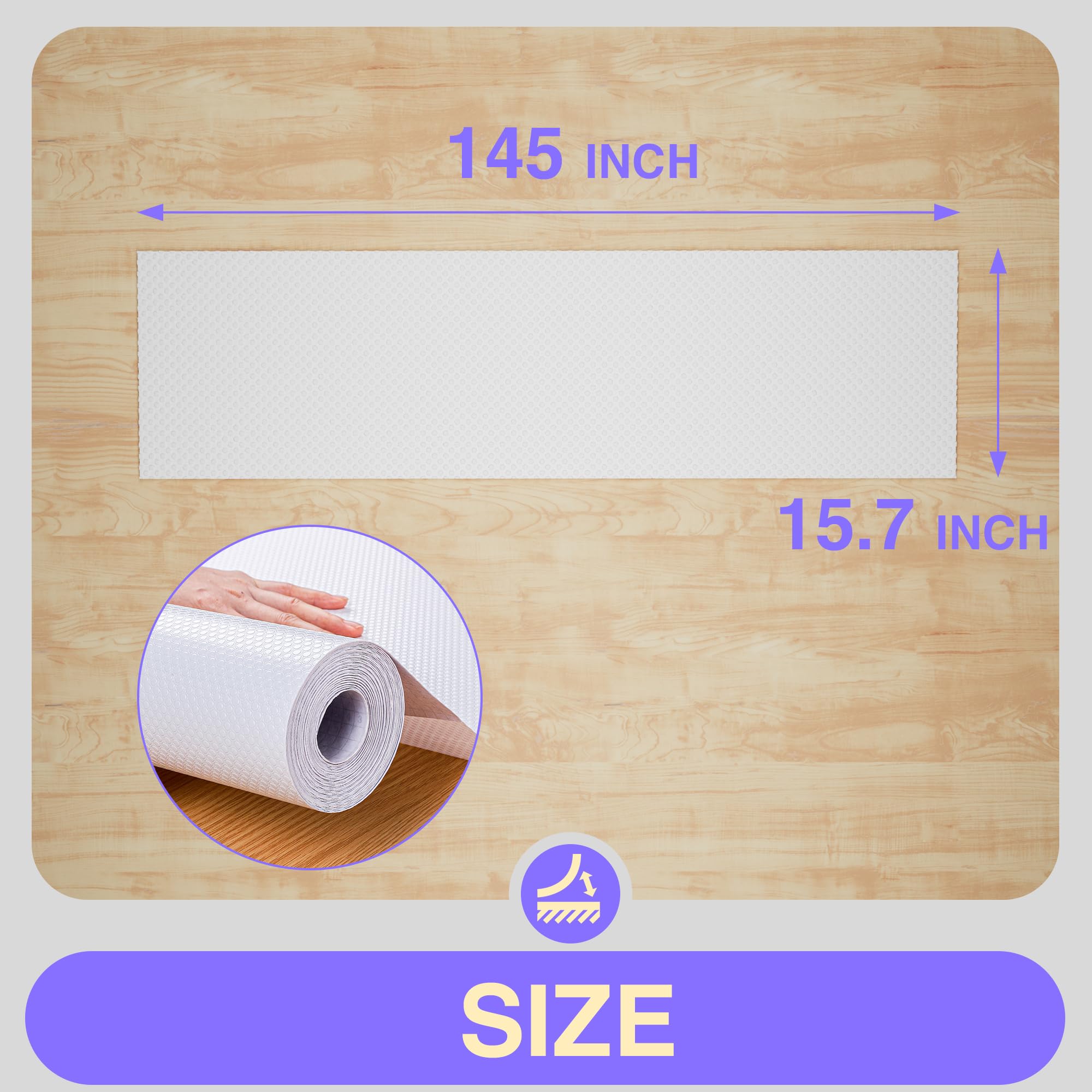 Cabinet Shelf Liner Peel and Stick: Self Adhesive Cabinets Paper - Non-Slip White Drawers Liners - Easy to Cut, Removable, PABUSIOR Cupboard Liner for Pantry, Countertops, Shelves, 15.7 in x 12 FT