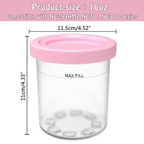 XOOBIU Extras Containers 16oz, Replacement for Ninja Creami Pints And Lids, Compatible with NC301 NC300 Series, BPA Free & Dishwasher Safe Leak Proof (Pink/Blue)